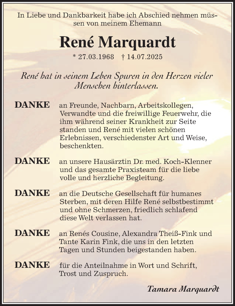 Traueranzeigen von Rene Marquardt | mittelhessen-gedenkt.de